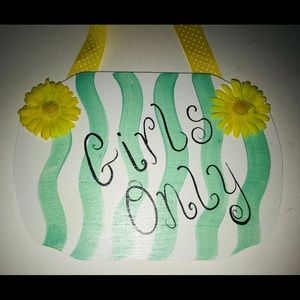 Accessories | New Wood Door Sign Girls Only Yellow Ribbon | Poshmark
